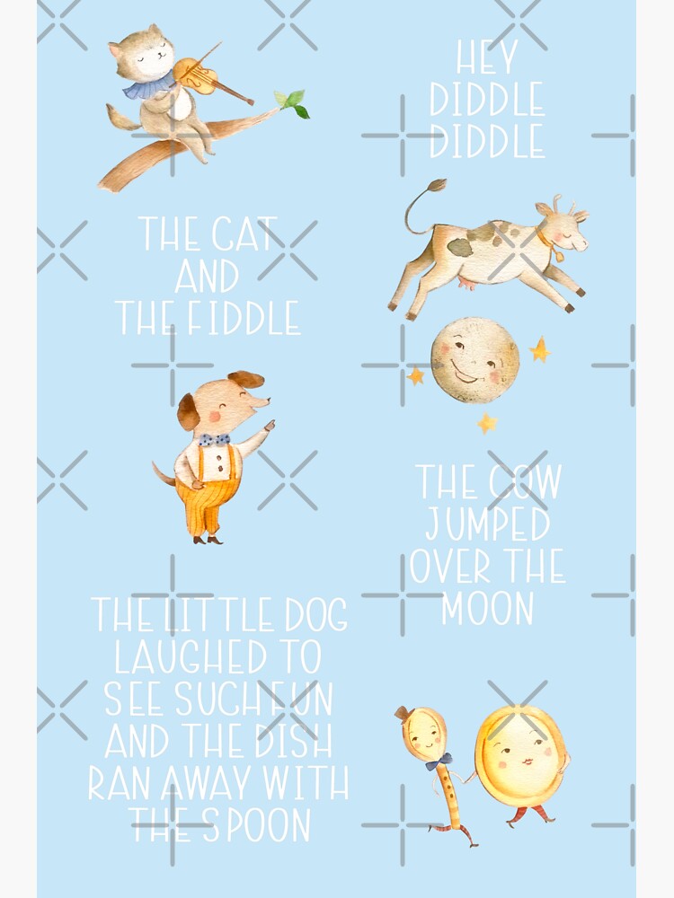 "Baby Blue Nursery Rhyme - Hey Diddle Diddle" Sticker by Amanda-Lakey ...
