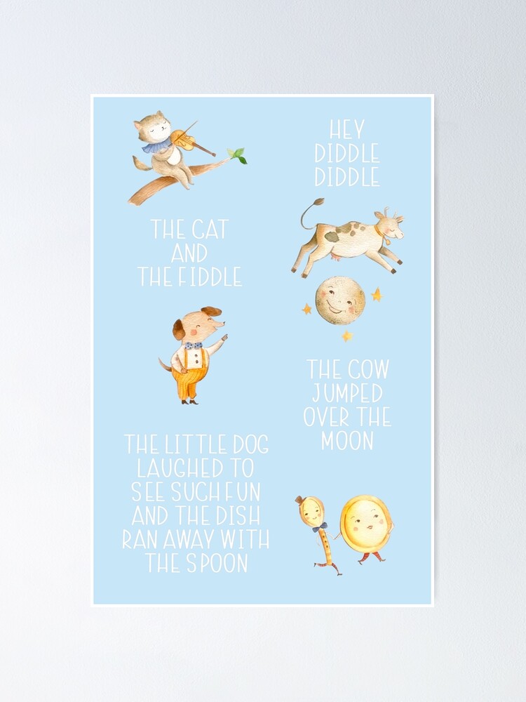 "Baby Blue Nursery Rhyme - Hey Diddle Diddle" Poster by Amanda-Lakey ...