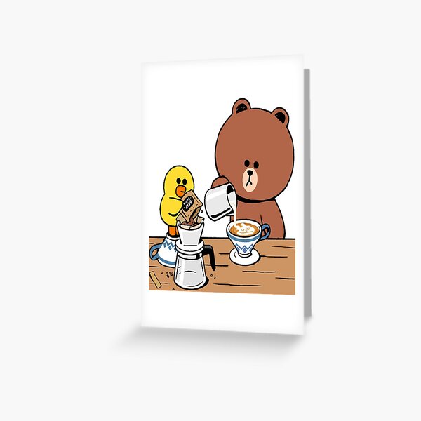 "Cute brown bear cony bunny rabbit coffee lovers" Greeting Card by ...
