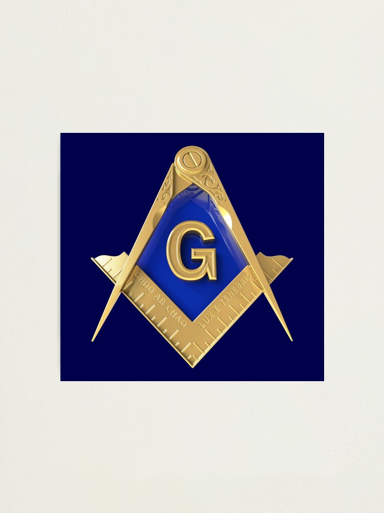 "Freemason Gold Square & Compass Blue Background Masonic" Photographic ...