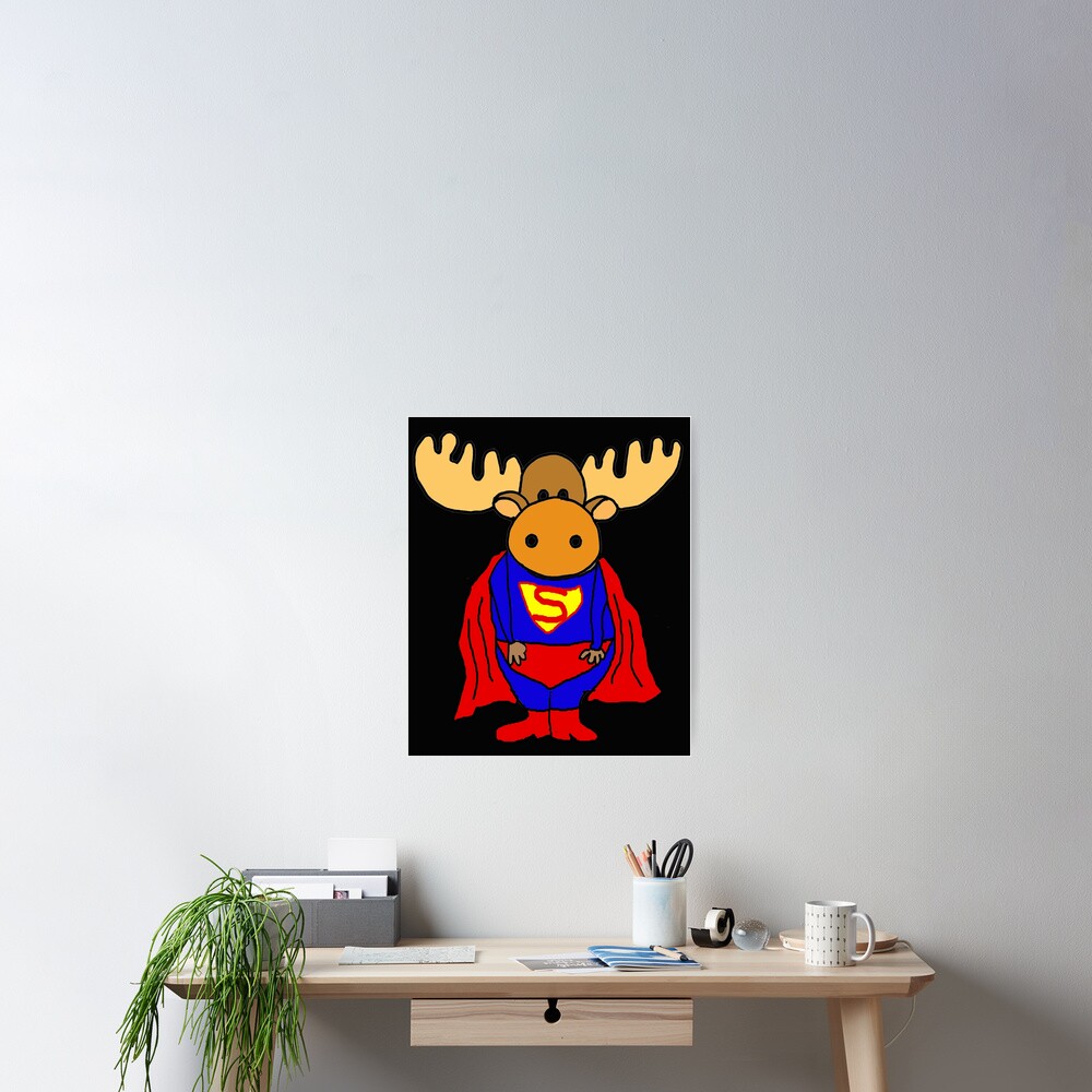 "Cute Moose Superhero Cartoon" Poster by naturesfancy | Redbubble