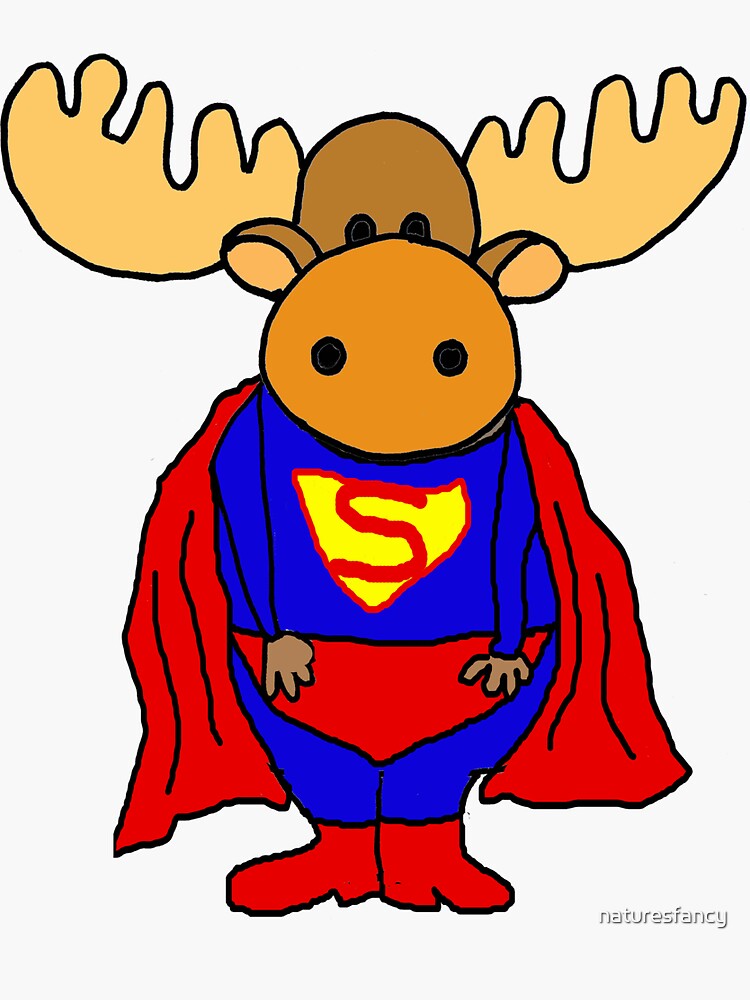 "Cute Moose Superhero Cartoon" Sticker by naturesfancy | Redbubble