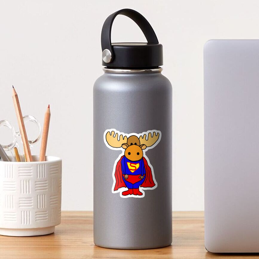 "Cute Moose Superhero Cartoon" Sticker by naturesfancy | Redbubble