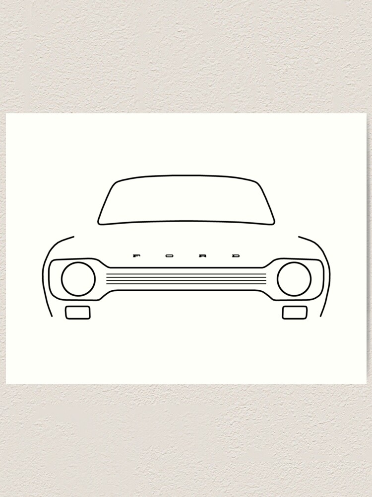 "Ford Escort Mk1 classic car outline graphic (black)" Art Print for ...