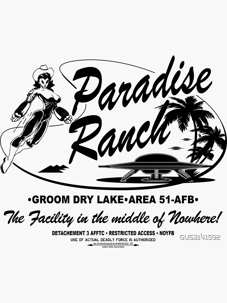 "Paradise Ranch -Groom Dry Lake Area 51" Sticker for Sale by GUS3141592 ...