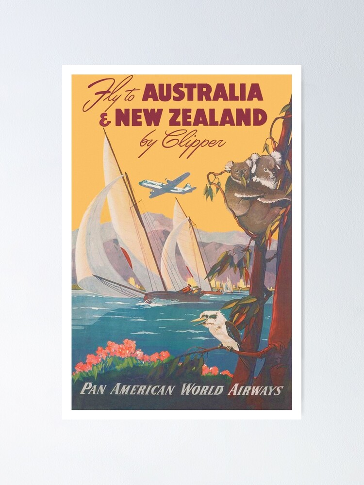 "Australia and New Zealand Vintage Travel Poster" Poster for Sale by ...