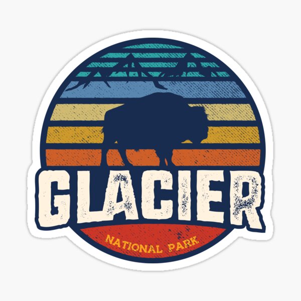 "Glacier National Park Montana - Vintage Mountain Buffalo Graphic ...