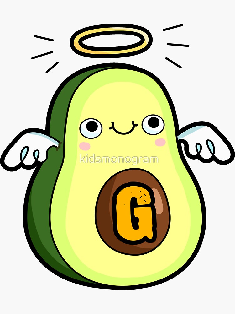 "Alphabet Letter G Cute Holy Guacamole Avocado " Sticker for Sale by ...