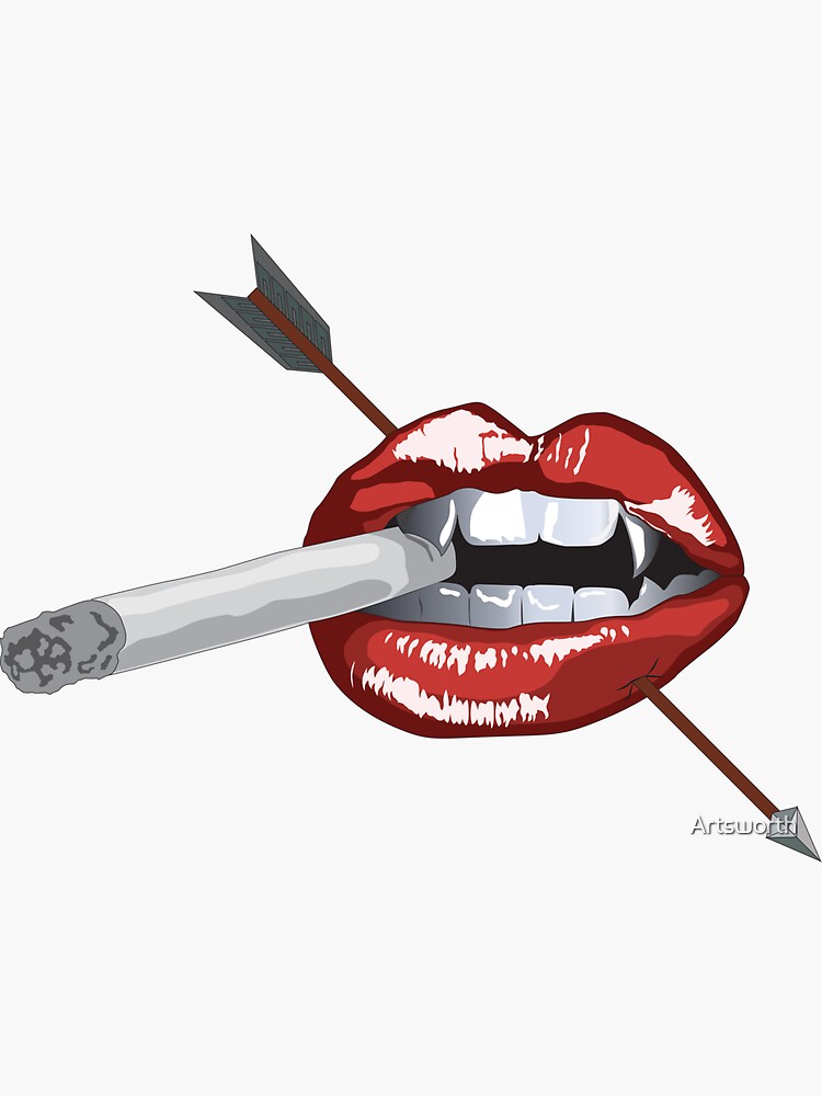 "Smoking Lips" Sticker by Artsworth | Redbubble