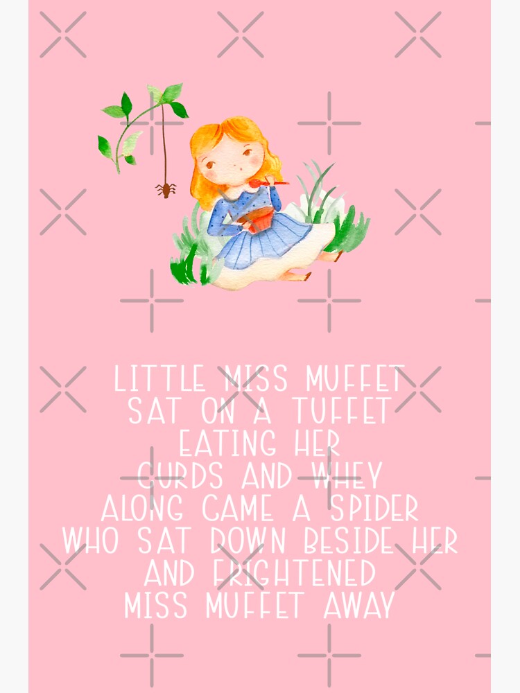 "Baby Pink Nursery Rhyme - Little Miss Muffet" Sticker by Amanda-Lakey ...