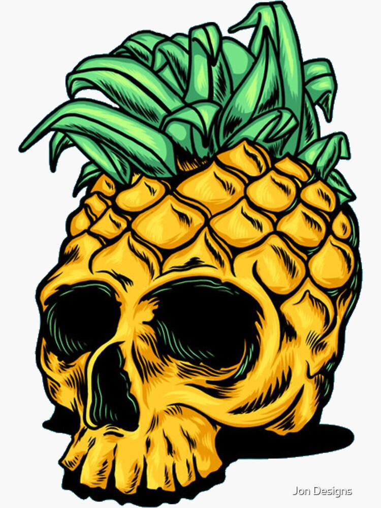 "Pineapple Skull" Sticker for Sale by dailygreentalk | Redbubble