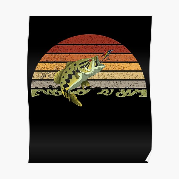 "Vintage Largemouth Bass Chasing Lure Crankbait" Poster for Sale by ...