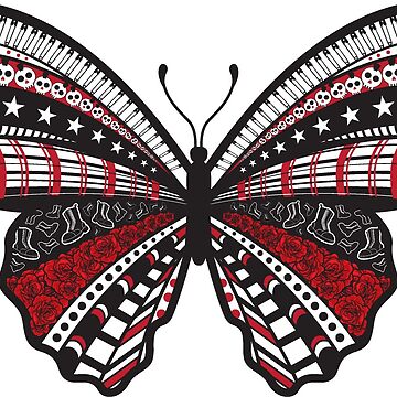 "Punk Butterfly In Red And Black And White" Sticker for Sale by J ...