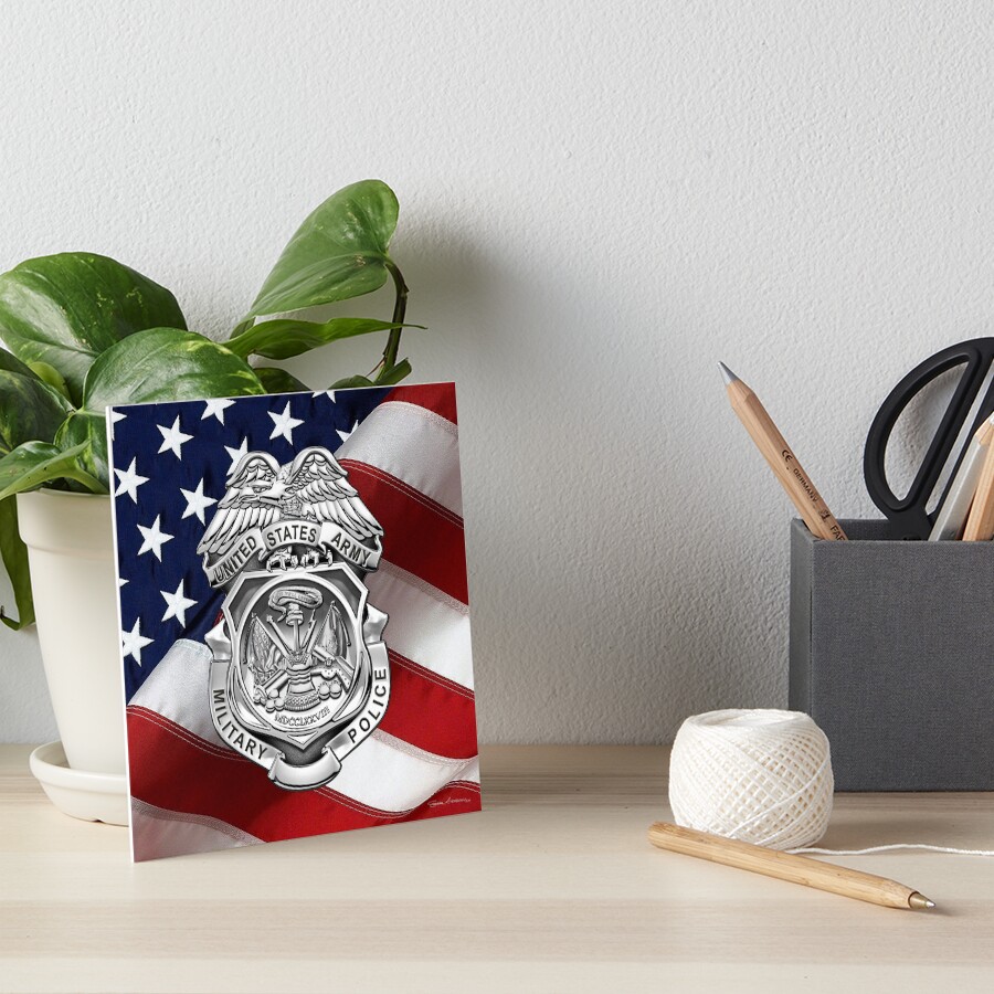 "U.S. Army Military Police Corps - Army MP Badge over American Flag ...