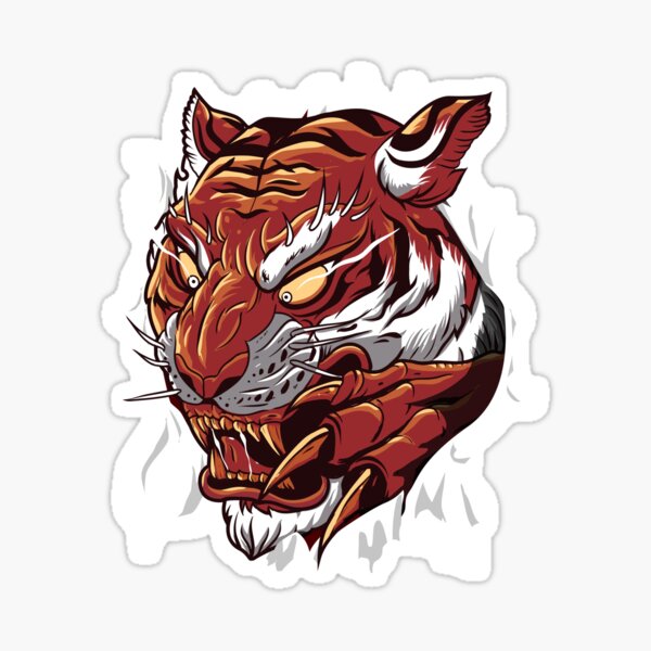 "Traditional Chinese Tiger Head Face with Claws" Sticker for Sale by ...