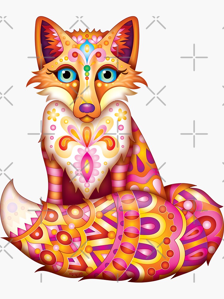 "Midnight Fox Art - Colorful Fox Art by Thaneeya McArdle" Sticker for ...