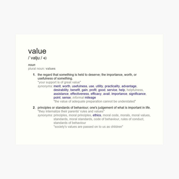 "What does Value mean ?" Art Print by santoshputhran | Redbubble