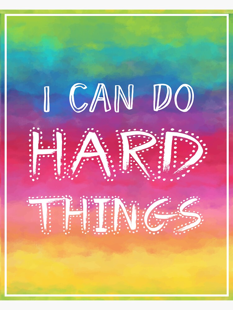" Growth mindset | I can do hard things | Watercolor rainbow" Sticker ...