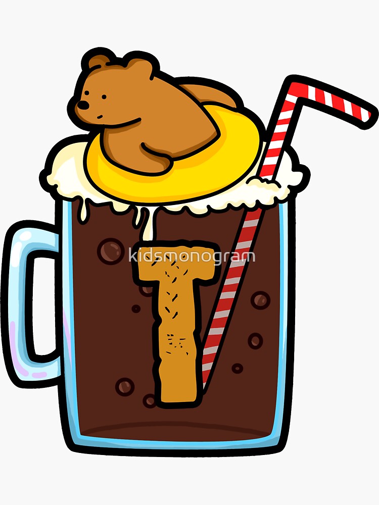"Alphabet Letter T Cute Root Bear Float " Sticker for Sale by ...