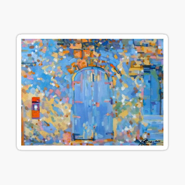"Door, Gozo, Malta oil painting" Sticker for Sale by pauledmondson ...
