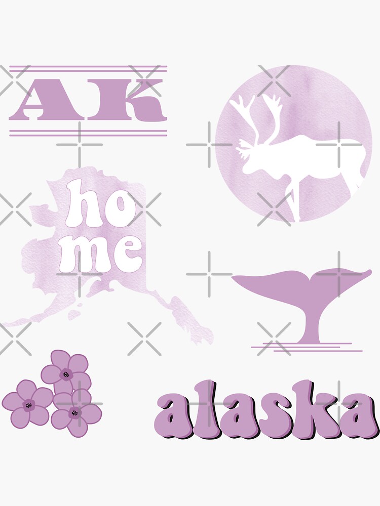 "Mauve Watercolor Alaska US State Sticker Pack" Sticker for Sale by The ...