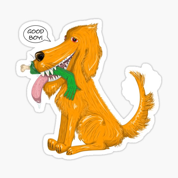 "Good boy fetched a zombie arm l drawing of a Labrador Retriever with ...