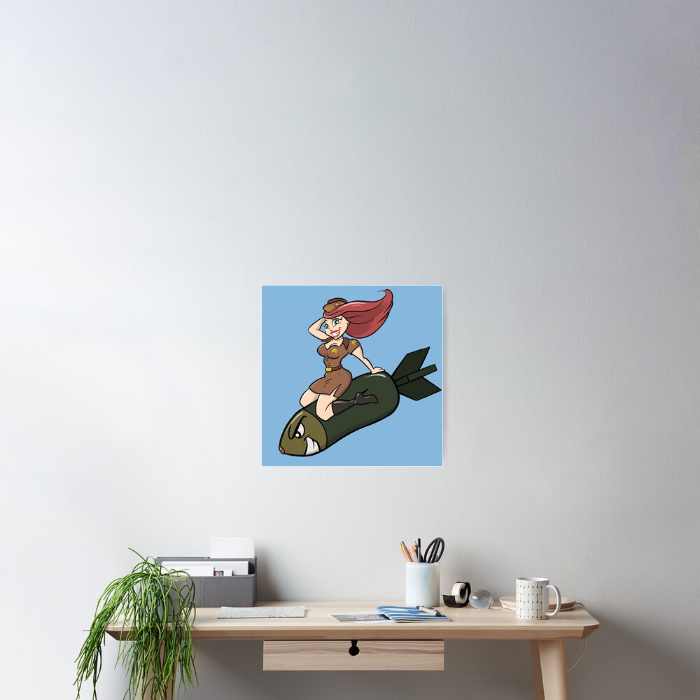 "Pin-Up is riding bomb" Poster by Toonabilly | Redbubble