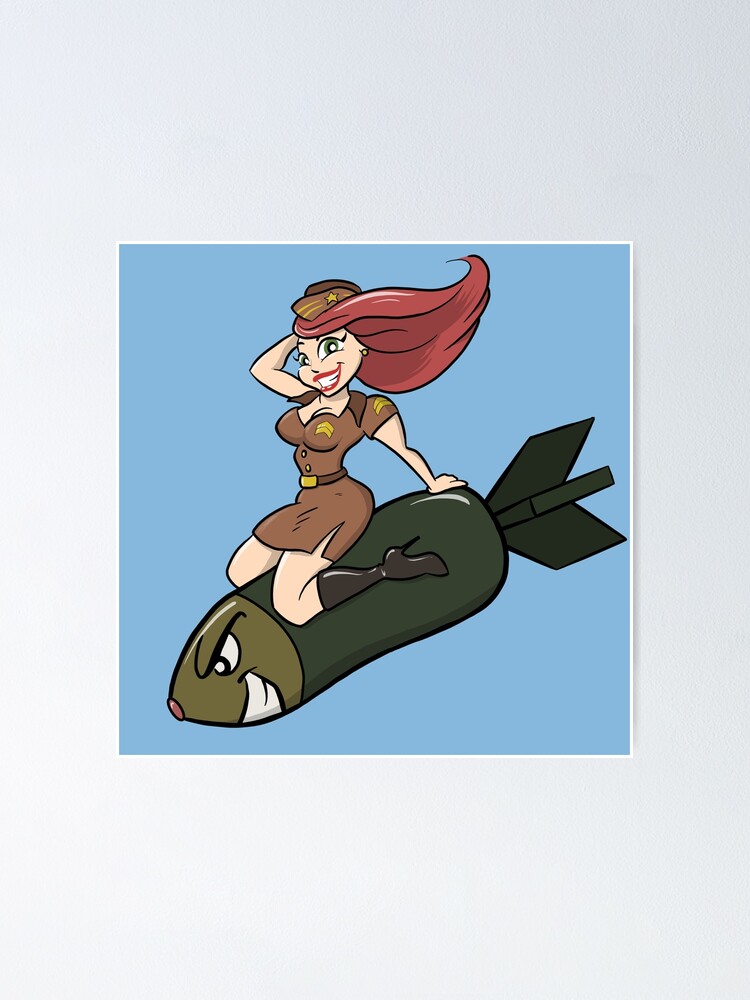 "Pin-Up is riding bomb" Poster by Toonabilly | Redbubble