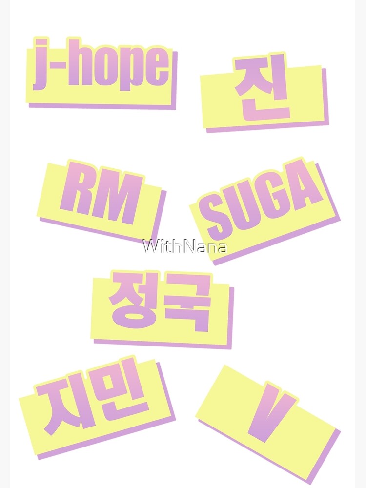 "BTS names sticker sheet" Poster by WithNana | Redbubble