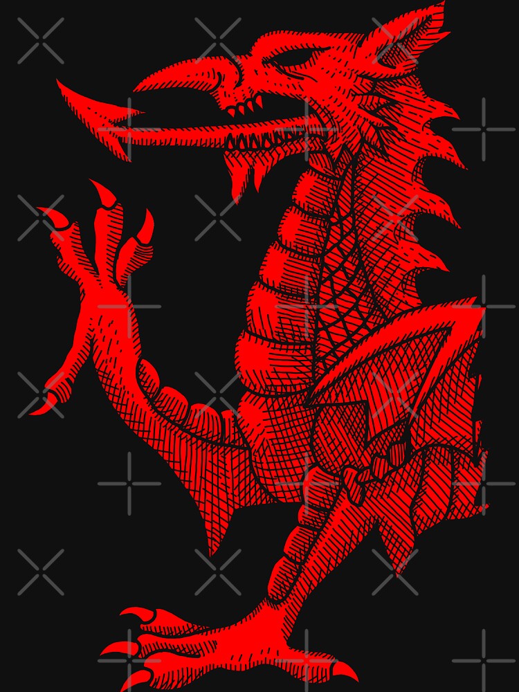 "Welsh Dragon - Red Hatching" Essential T-Shirt for Sale by GrizzlyGaz ...