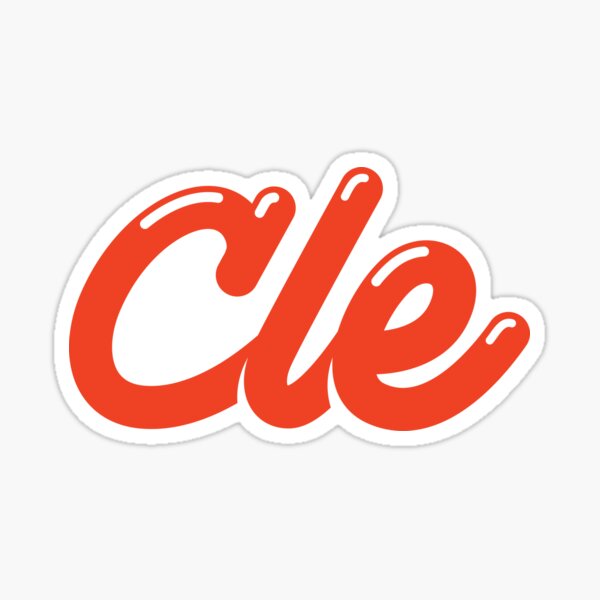 "Cleveland (Cle) Bubble Script - Oranger" Sticker by jazmssa | Redbubble
