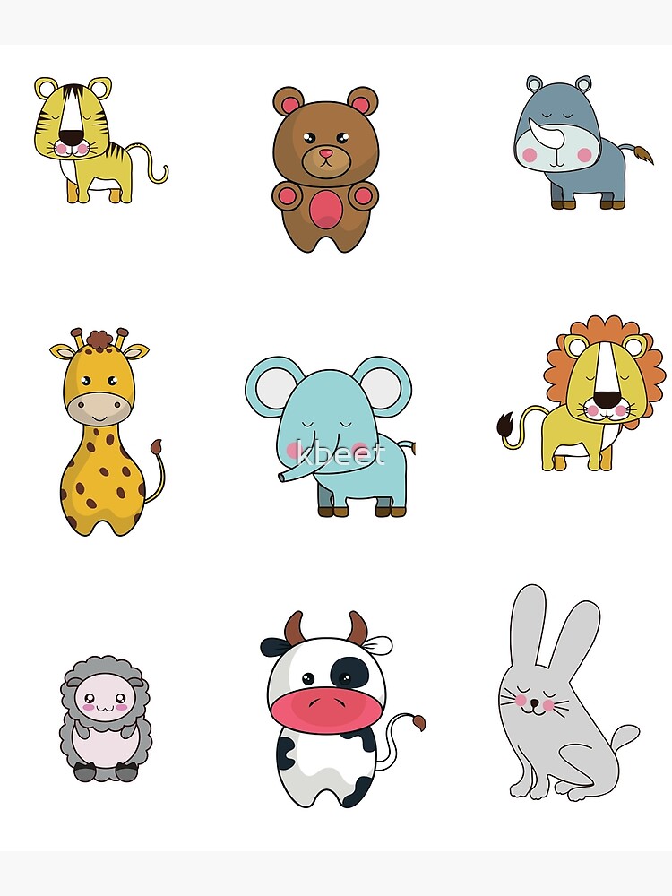 "Cute Animal Stickers, Pack Sticker." Photographic Print for Sale by ...