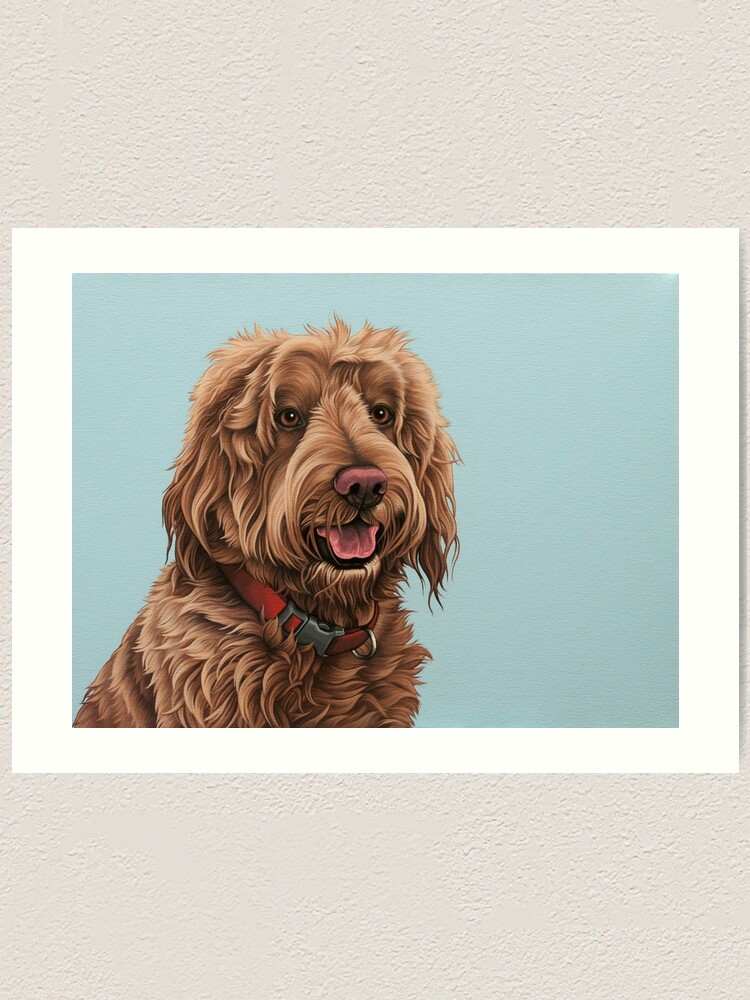 "Smiling Labradoodle Dog Portrait, Happy Labradoodle Puppy Art" Art ...