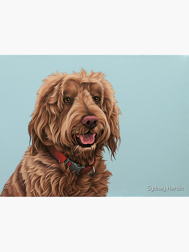 "Smiling Labradoodle Dog Portrait, Happy Labradoodle Puppy Art" Sticker ...