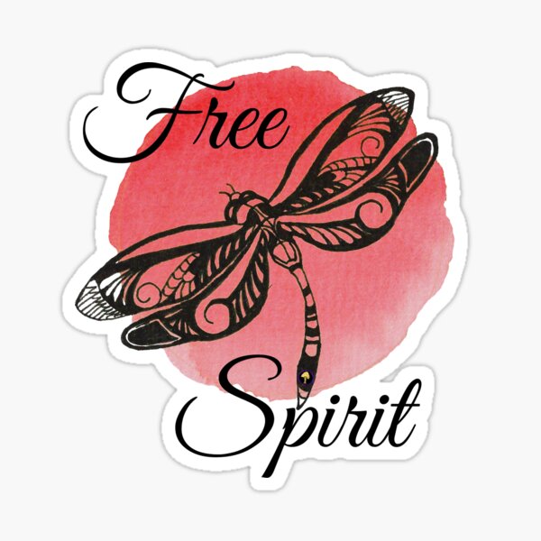 Free Spirit Draongfly In Red Wash Sticker By Jaded Opals Vcp Redbubble