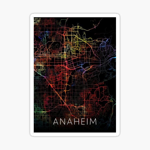 "Anaheim California City Street Map Dark Mode" Sticker by map-lover ...