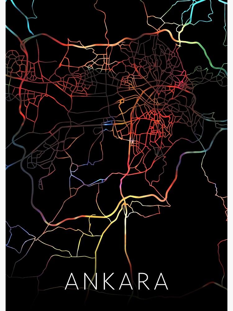 "Ankara Turkey City Street Map Dark Mode" Poster for Sale by map-lover ...