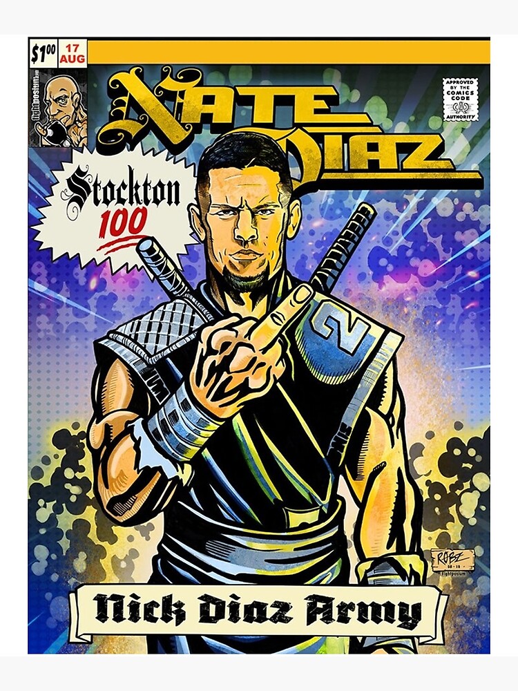 "Nate Diaz "MMA Samurai" Comic Book Cover" Art Print for Sale by ...