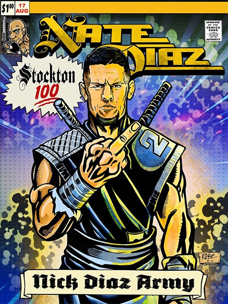 "Nate Diaz "MMA Samurai" Comic Book Cover" Sticker for Sale by ...