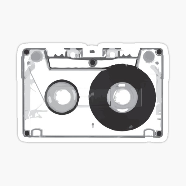 "Cassette Tape Black and White" Sticker for Sale by Rietdyk | Redbubble