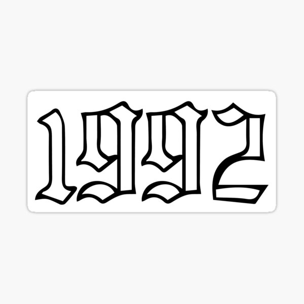 "1992" Sticker for Sale by jadeteran | Redbubble