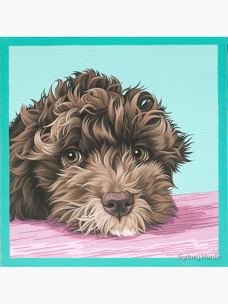 Póster «Pintura linda del perrito de Labradoodle, retrato del perrito ...