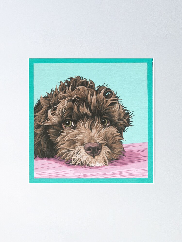 Póster «Pintura linda del perrito de Labradoodle, retrato del perrito ...