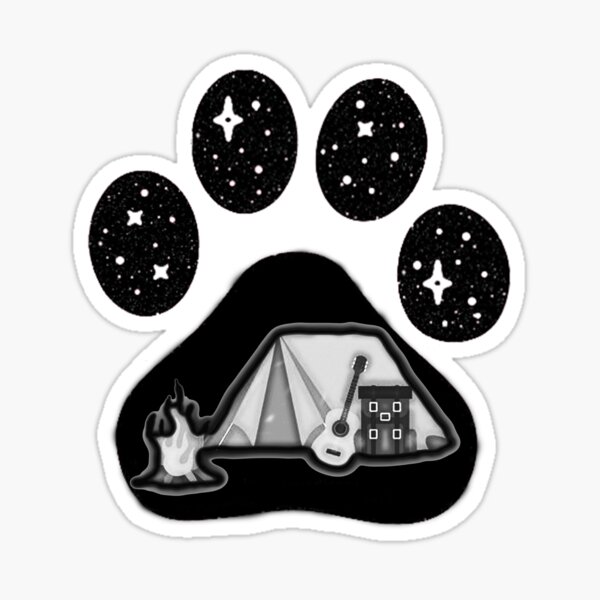 "Dog paw camping music best gift for puppies lover and guitar" Sticker ...
