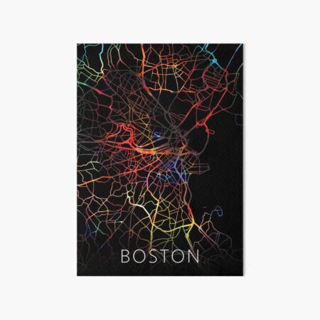 "Boston Massachusetts City Street Map Dark Mode" Art Board Print by map ...