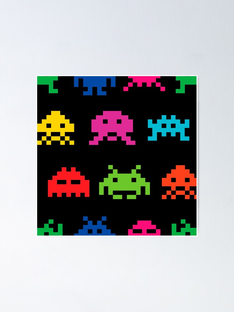 "FUNKY SPACE INVADERS" Poster by PIXLTEES | Redbubble