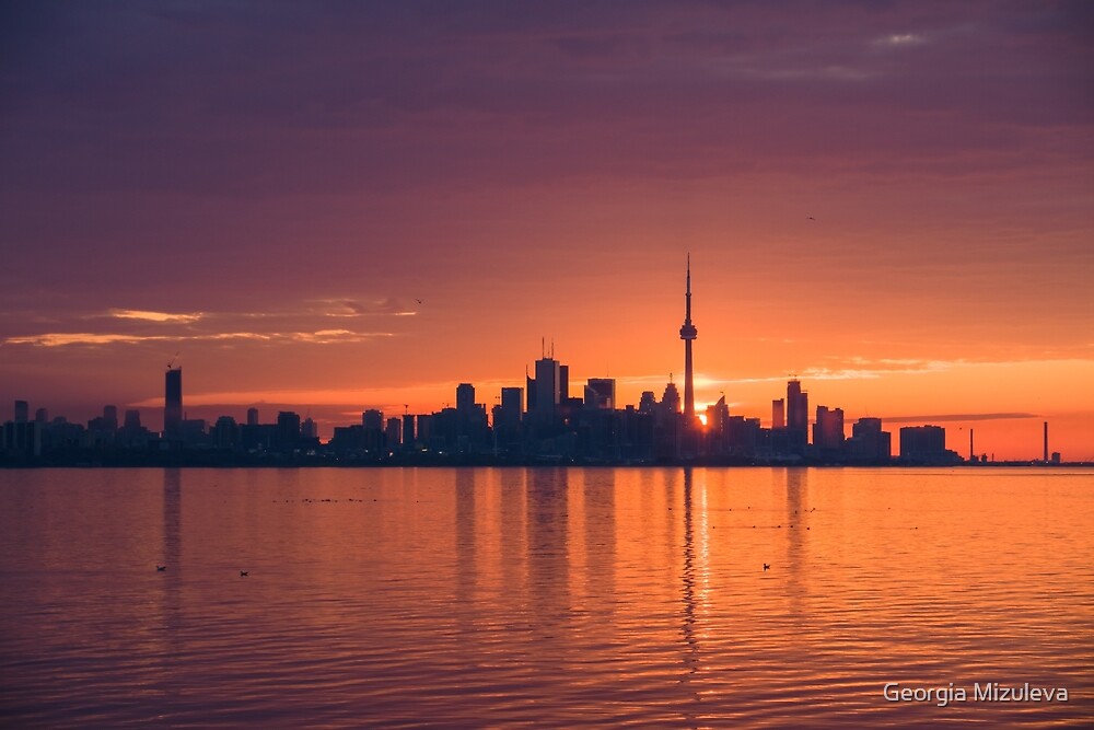 "Bright and Orange Toronto Sunrise" by Georgia Mizuleva | Redbubble