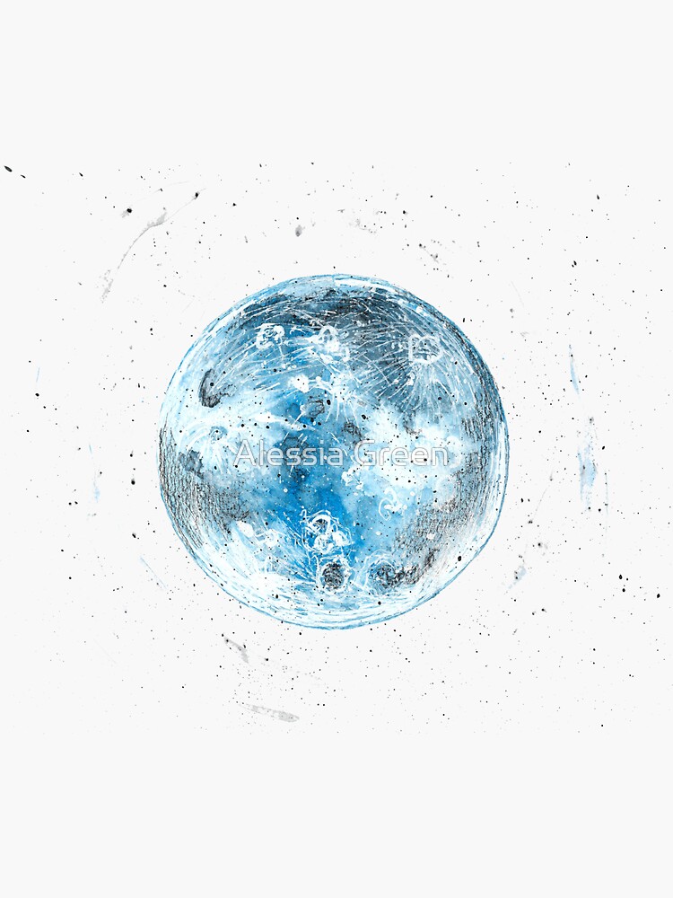 "Blue Moon" Sticker by AlessiaGreen1 | Redbubble