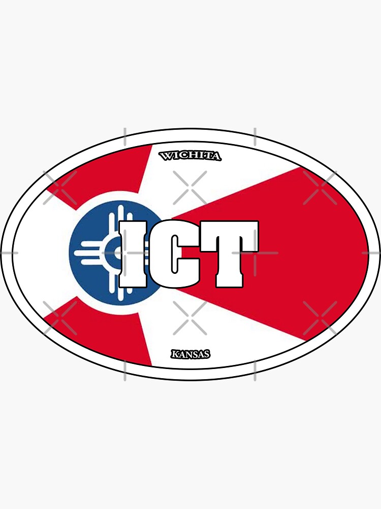 "Wichita Flag Travel Sticker" Sticker for Sale by ZombeeMunkee | Redbubble