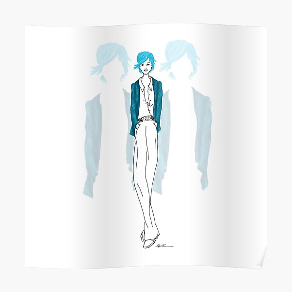 "Fashion illustration of a blue lady" Poster by baumann-illu | Redbubble
